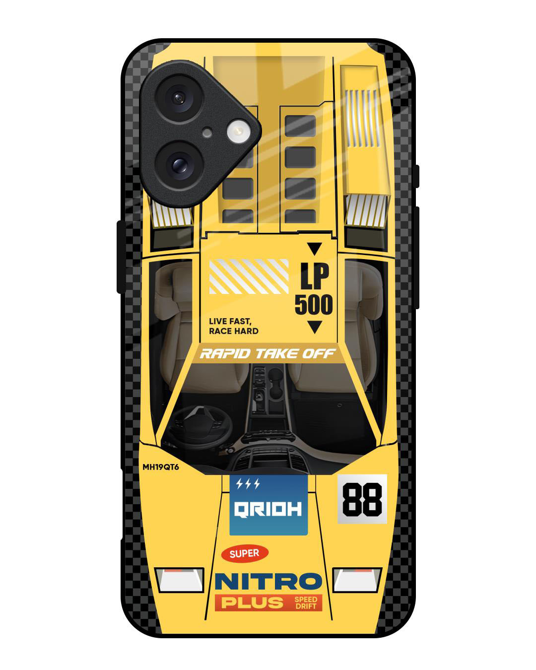 Buy Yellow Racing Car Premium Glass Cover for Apple iPhone 16 (Shock ...