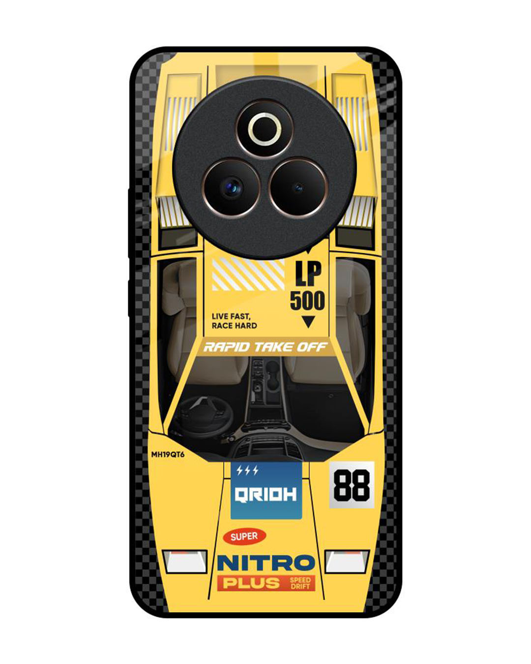 Buy Yellow Racing Car Premium Glass Cover for Realme P3 Pro 5G(Shock ...