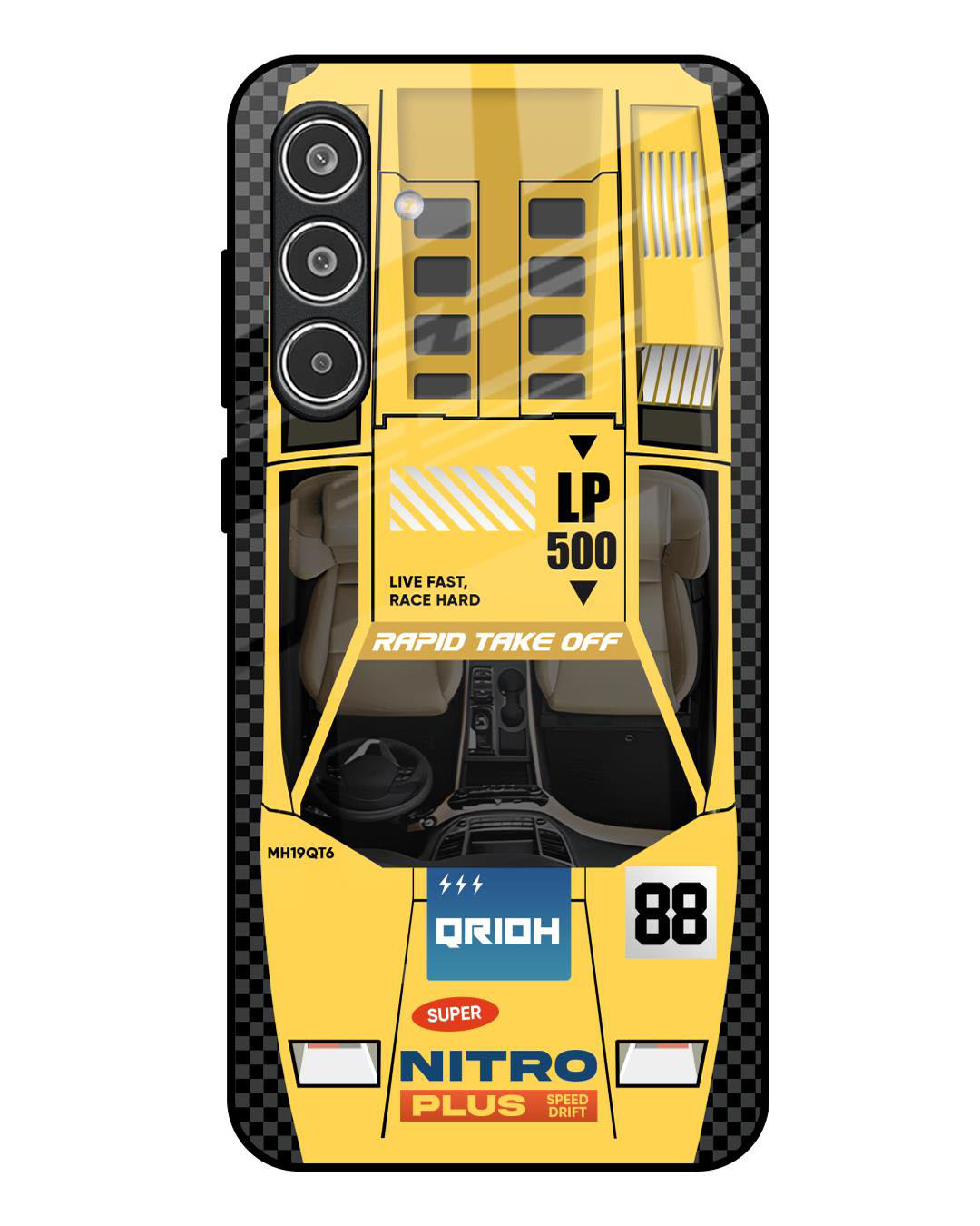 Buy Yellow Racing Car Premium Glass Cover for Samsung Galaxy A36 5G ...
