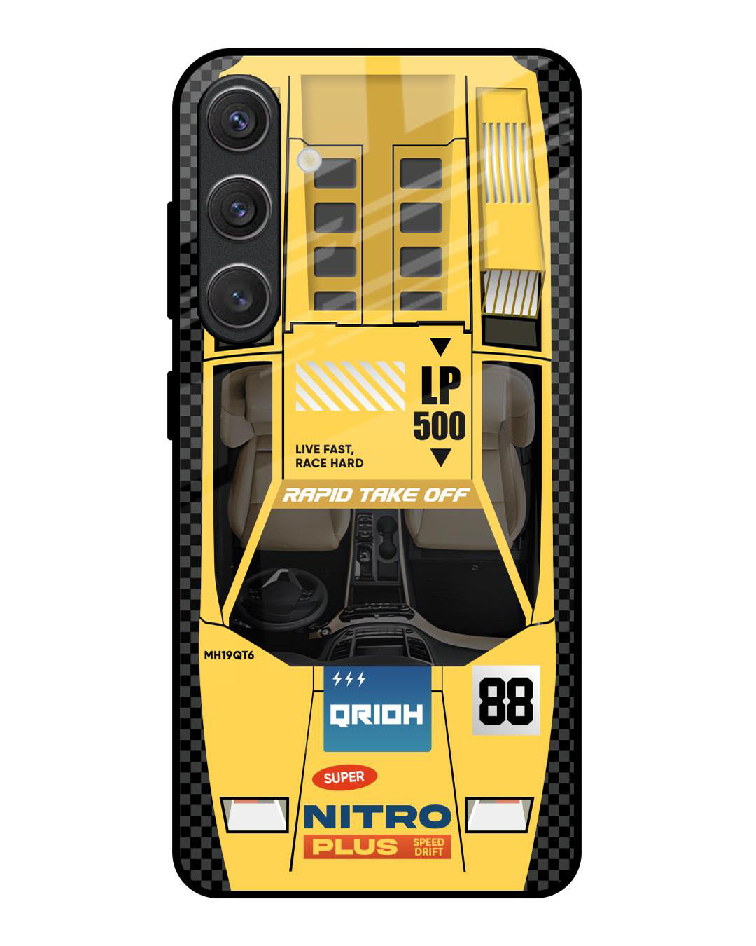 Buy Yellow Racing Car Premium Glass Cover for Samsung Galaxy S25 Plus ...