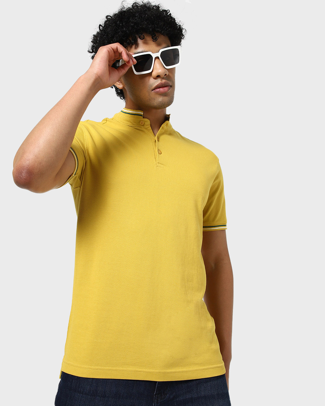 Buy Yellow Short Collar Tipping Polo for Men yellow Online at Bewakoof