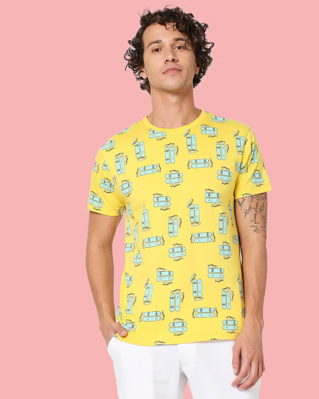 Buy Yolo Yellow AOP Half Sleeve T-Shirt Online at Bewakoof