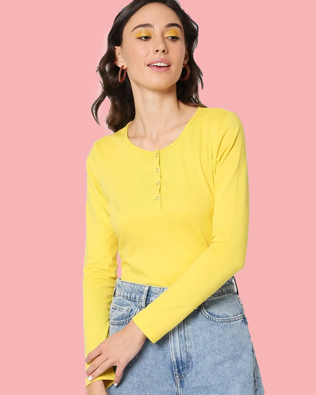 Buy Yolo Yellow Henley T-Shirt Online at Bewakoof