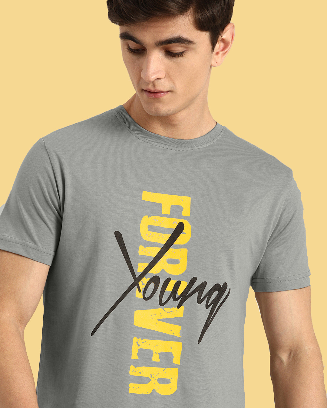 Buy Men's Grey Young Forever Typography T-shirt Online at Bewakoof