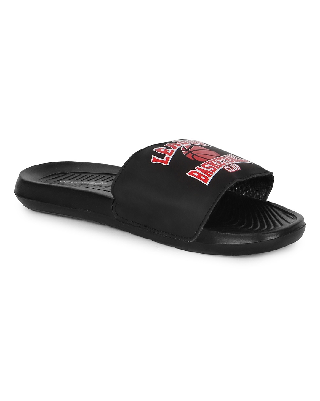 Buy Men's Black Basketball League Printed Sliders Online in India at ...