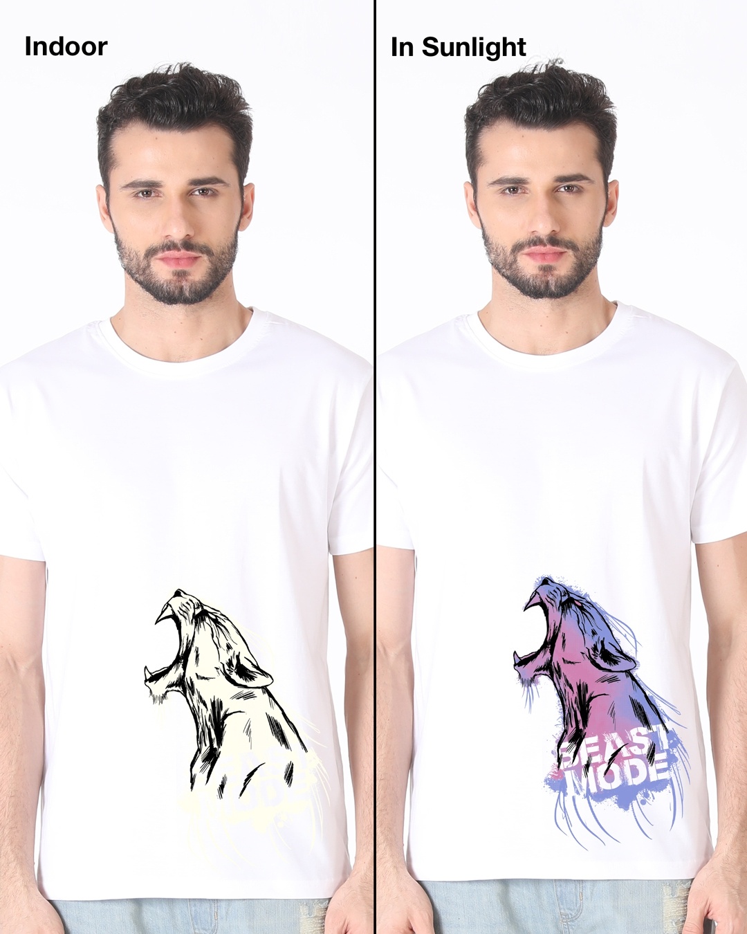 Buy Beast Mode Half Sleeve T-Shirt (Sun Active) for Men white Online at ...