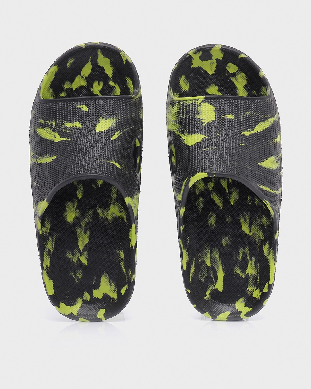Buy Black-Neon Green Men's Zig Zag Slider Online in India at Bewakoof