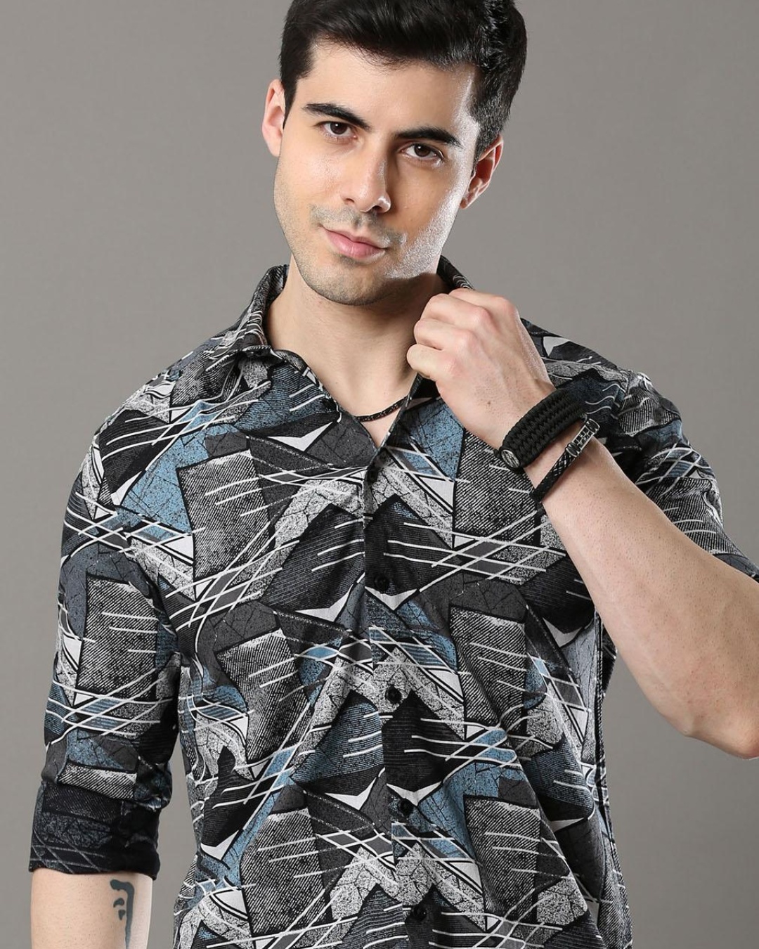 Buy Men's Blue Persian Geometric Printed Slim Fit Shirt for Men Blue ...