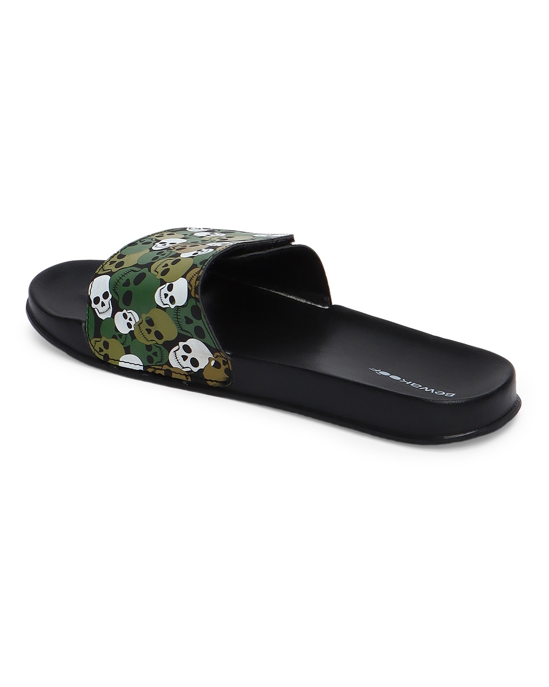 Buy Men's Black Camouflage Skulls Printed Sliders Online in India at ...