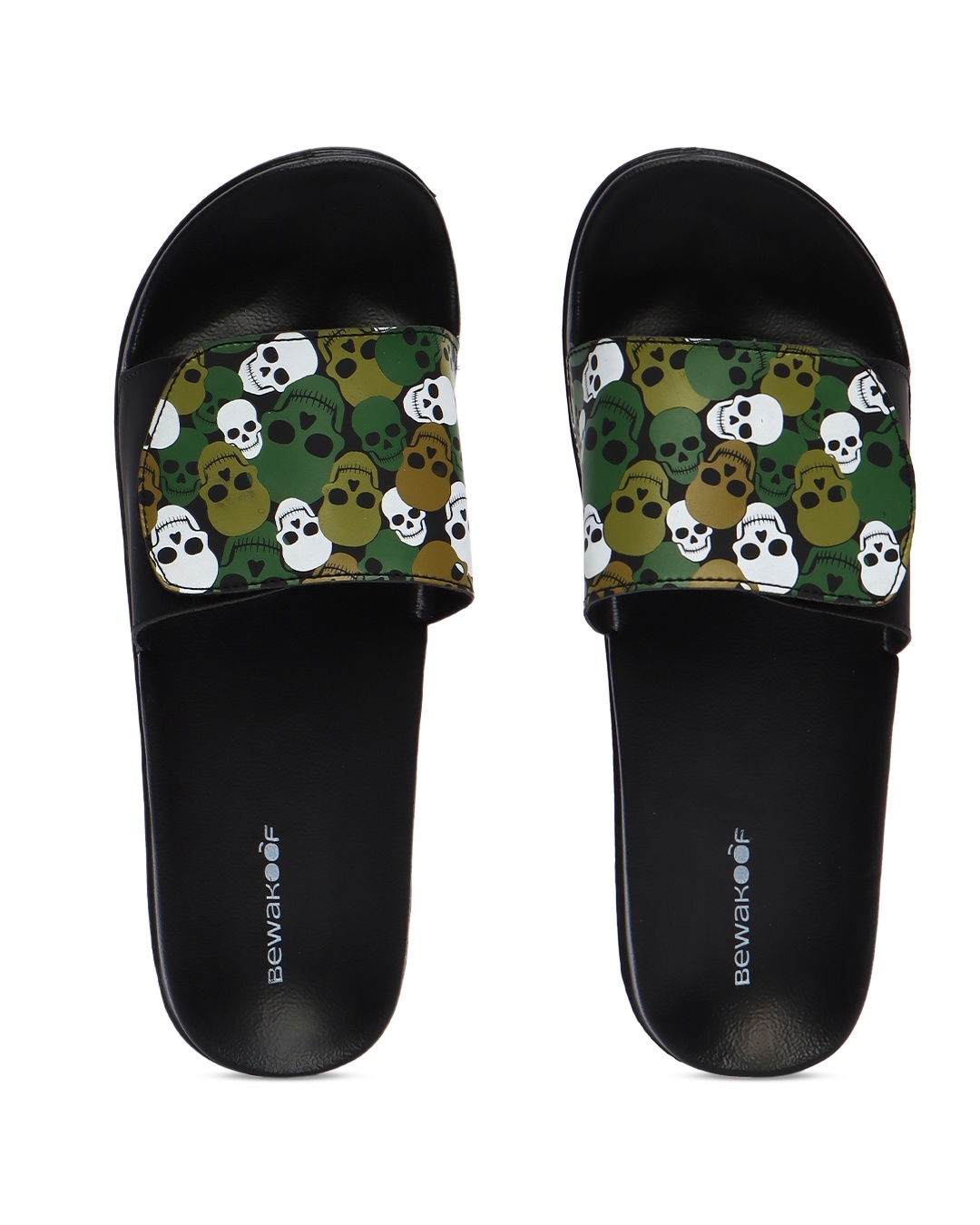 Buy Men's Black Camouflage Skulls Printed Sliders Online in India at ...