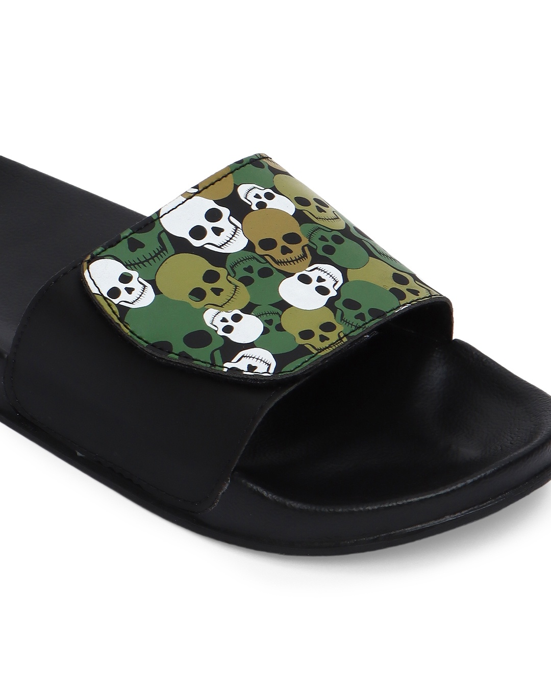 Buy Men's Black Camouflage Skulls Printed Sliders Online in India at ...