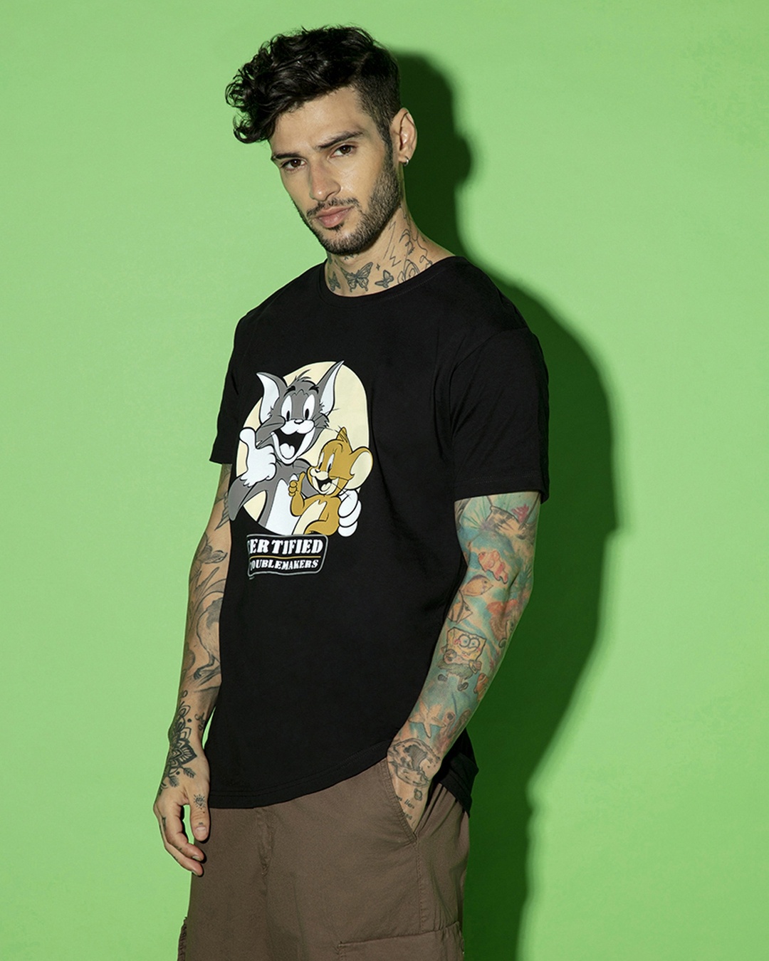 Buy Men's Black Certified Troublemakers (TJL) Graphic Printed T-shirt ...