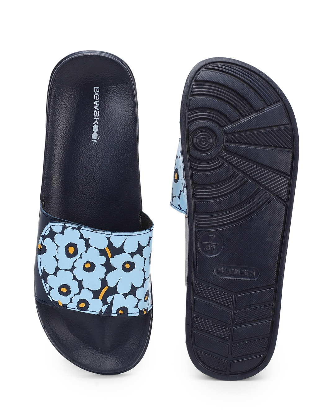 Buy Women's Blue Daisy Petal Adjustable Velcro Sliders Online in India ...