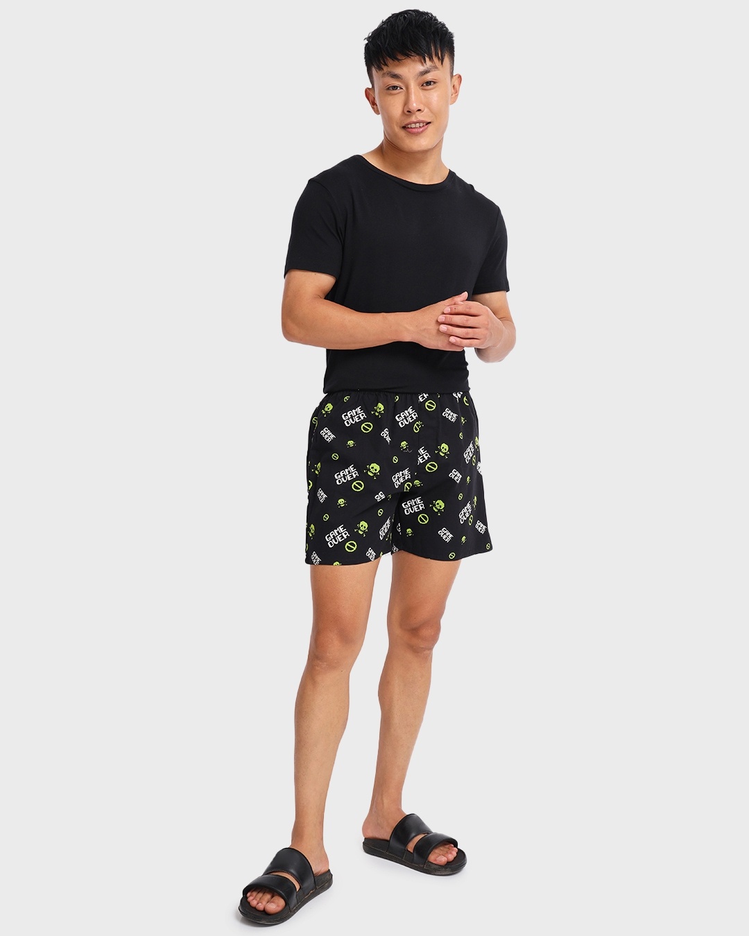 Buy Men's Black All Over Game Over Printed Boxers Online in India at ...