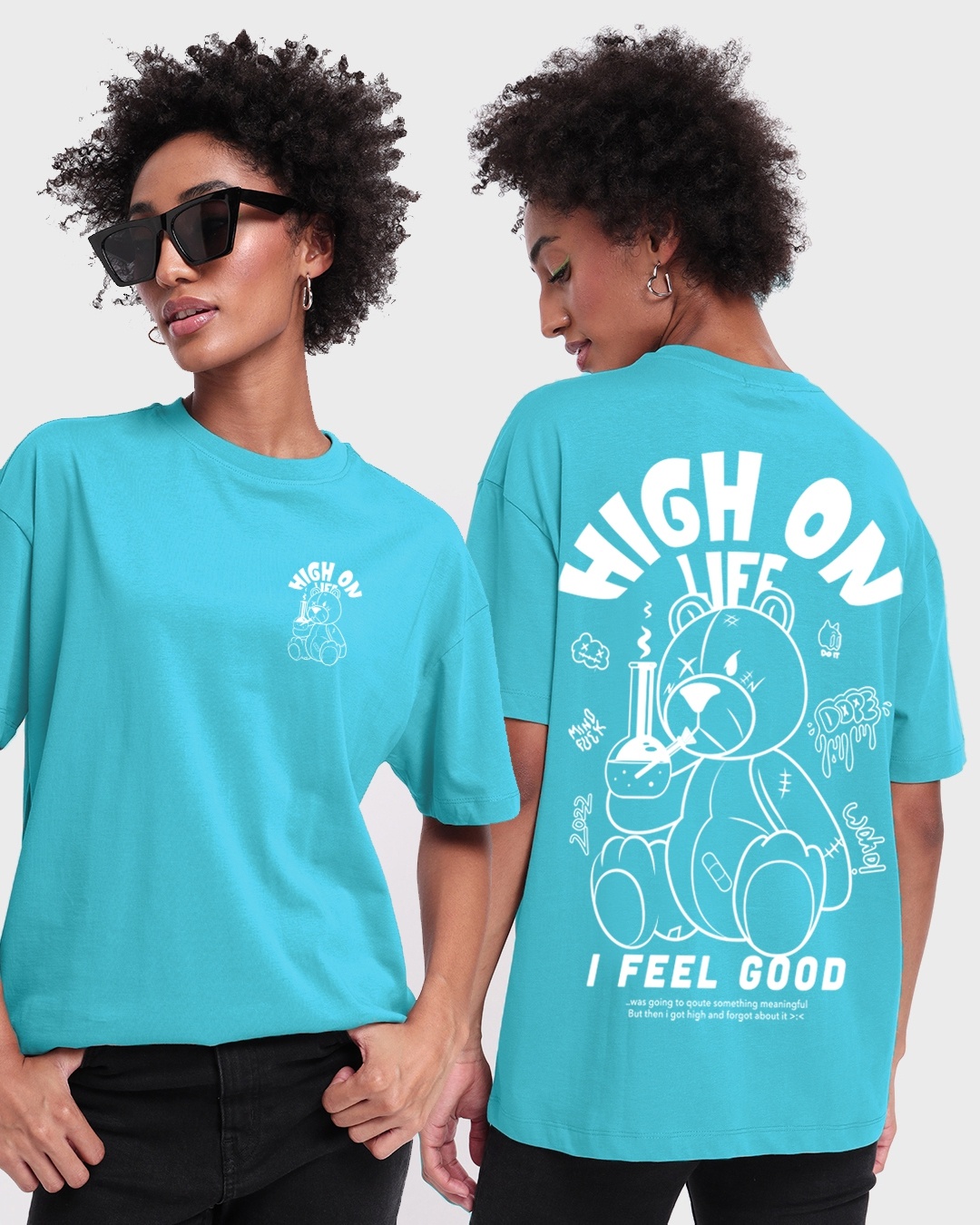 Buy Women's Blue High On Life Graphic Printed Oversized T-shirt for ...