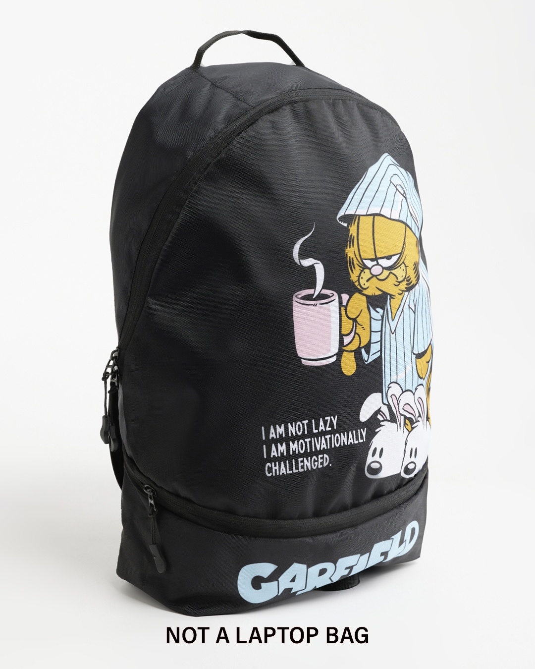 Buy Unisex Black Lazy Garfield Small Backpack Online in India at Bewakoof