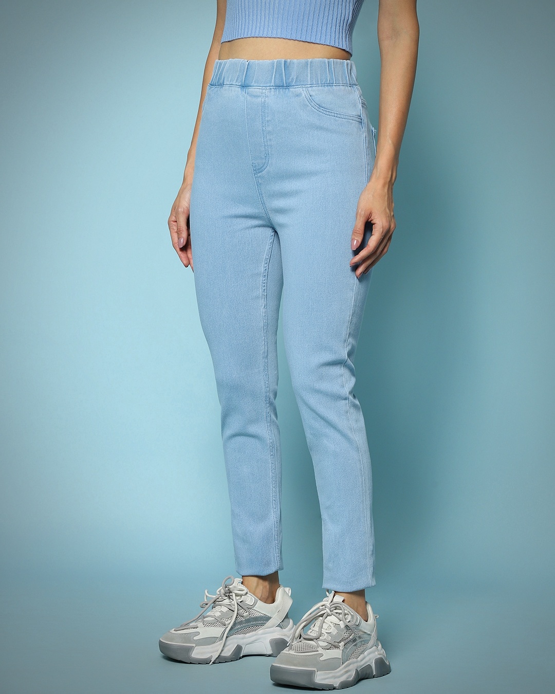 Buy Women's Light Blue Denim Jeggings Online at Bewakoof