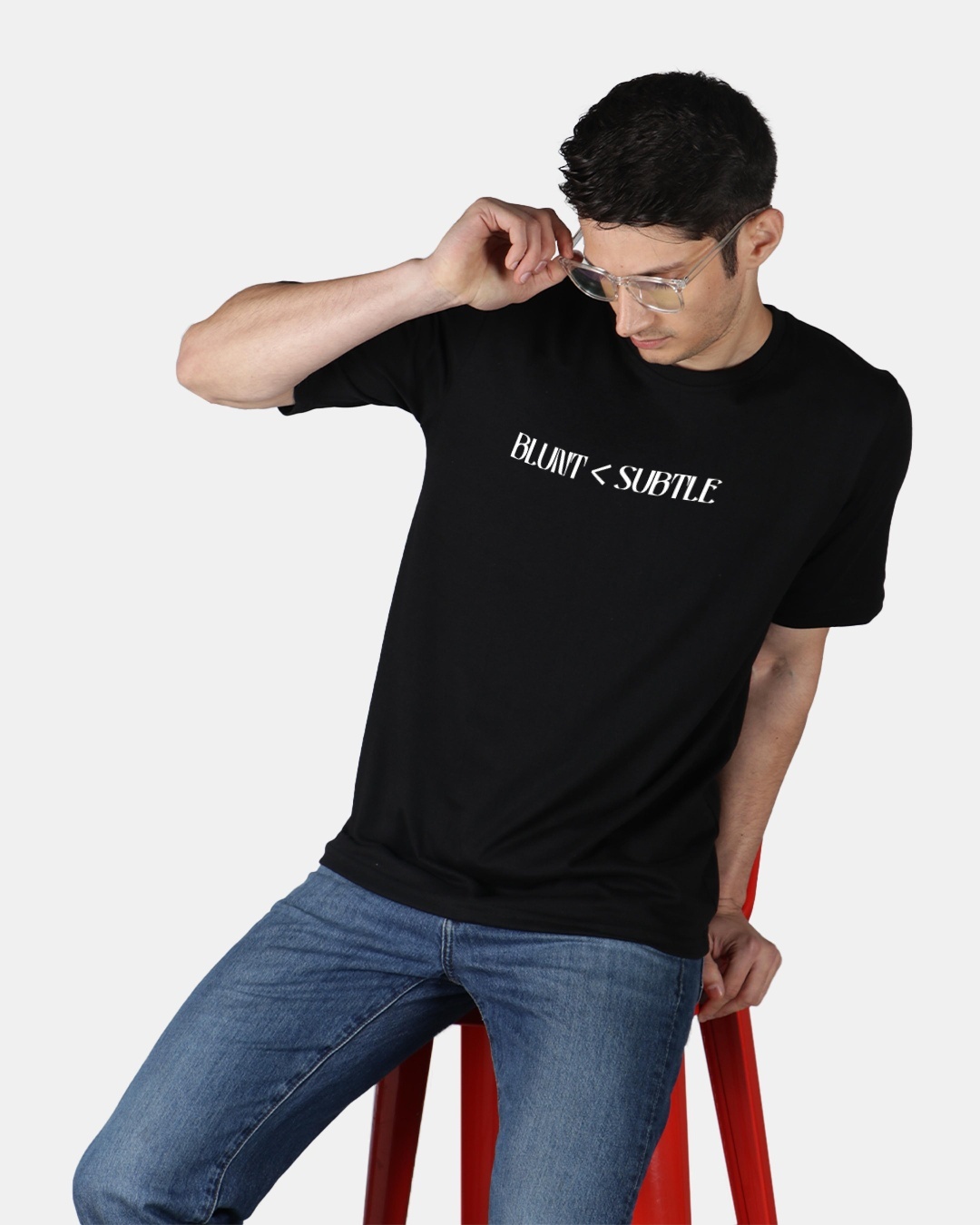 Buy Mad Over Print Men's Black Blunt Subtle Typographic T-Shirt for Men ...