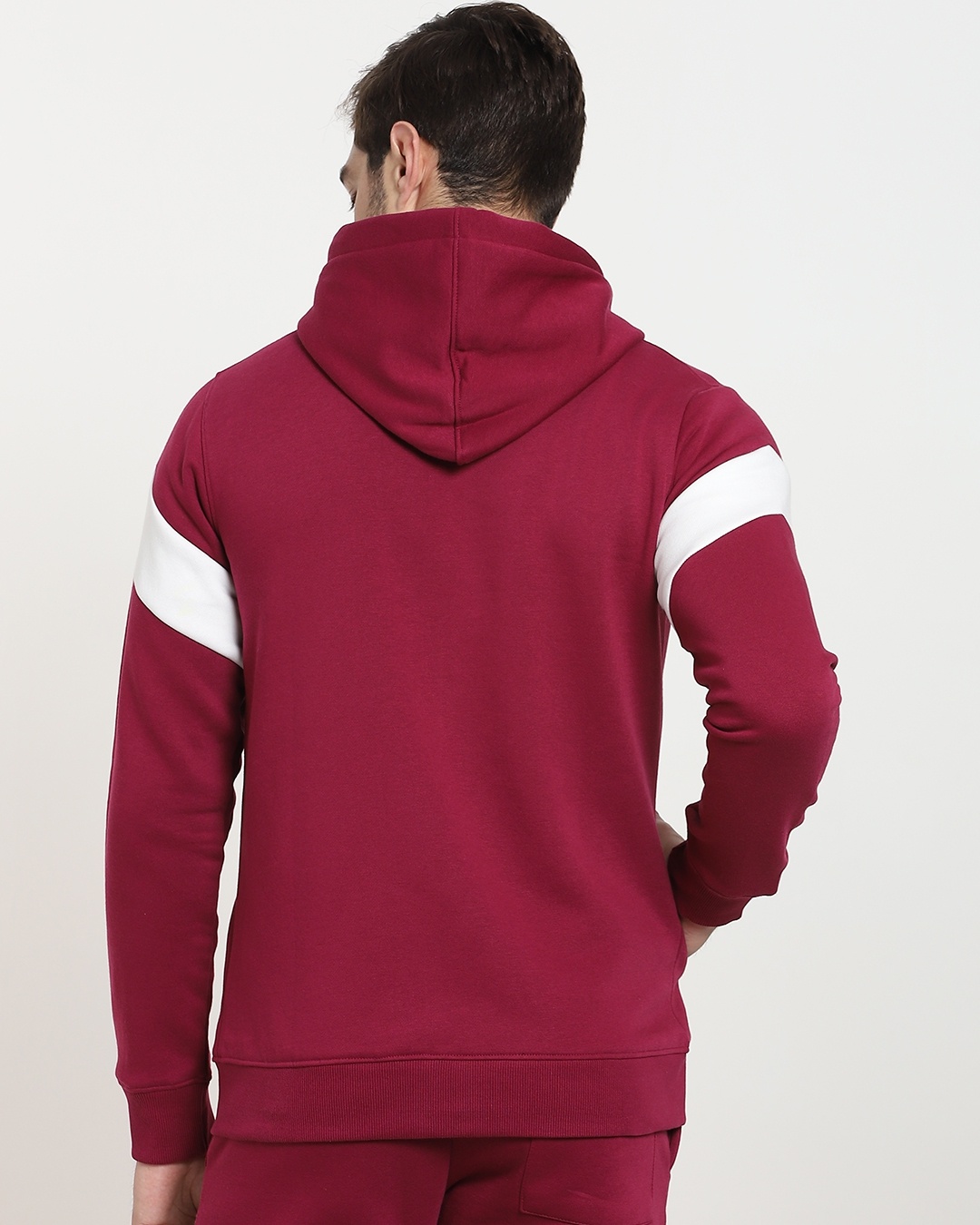 Buy Men's Maroon Color Block Zipper Hoodies Online at Bewakoof
