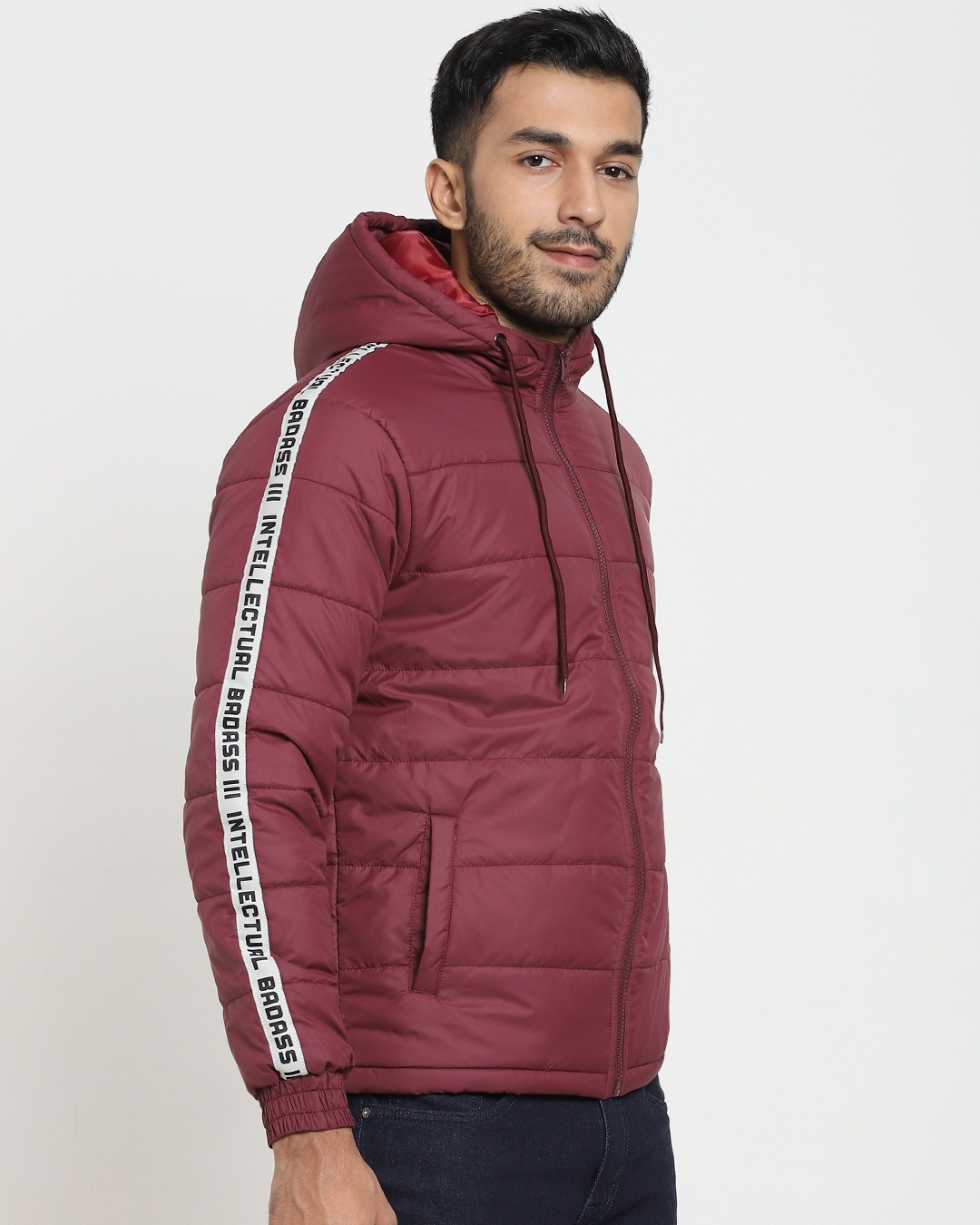Buy Men's Maroon Puffer Jacket Online at Bewakoof