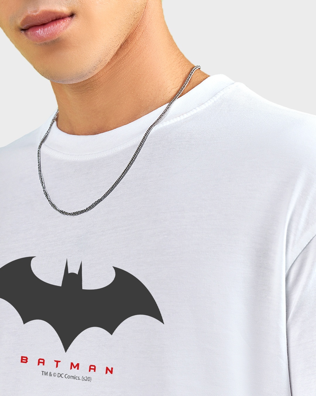 Buy Men's White Batman Outline Logo Graphic Printed Oversized T-shirt ...