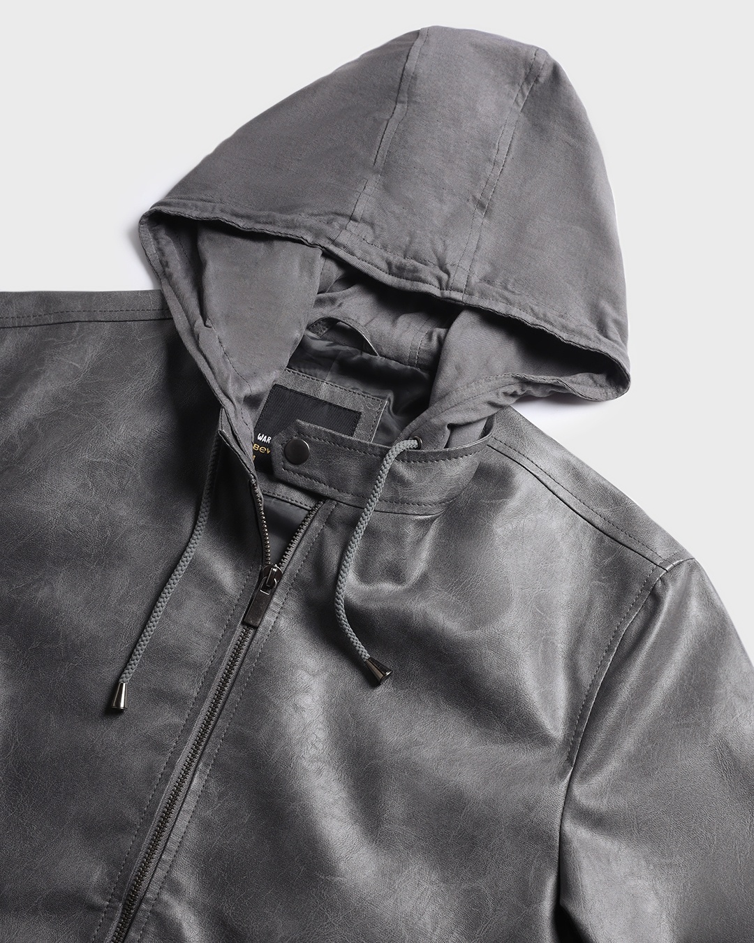 Buy Men's Grey Hooded PU Jacket Online at Bewakoof