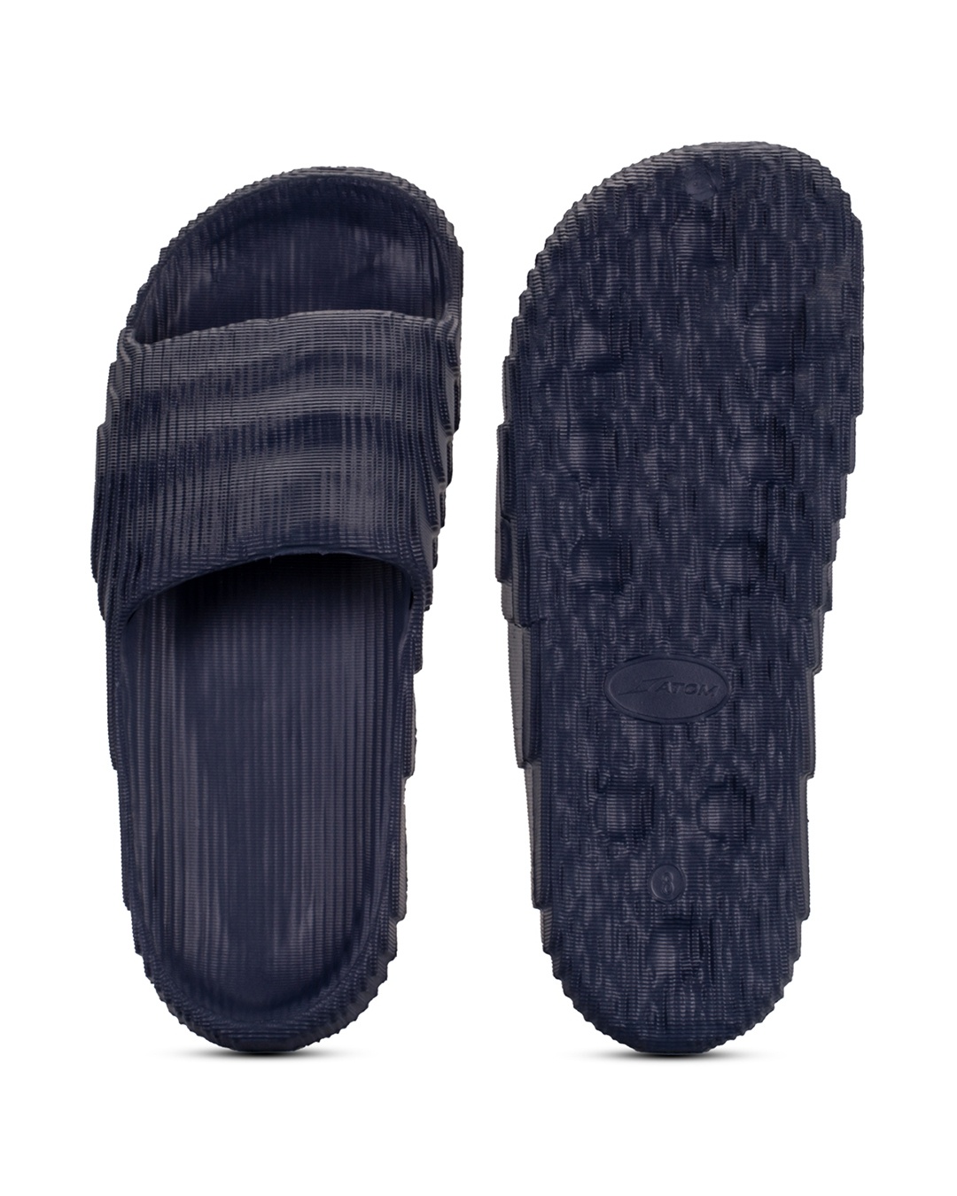 Buy Men's Navy Blue Textured Sliders Online in India at Bewakoof