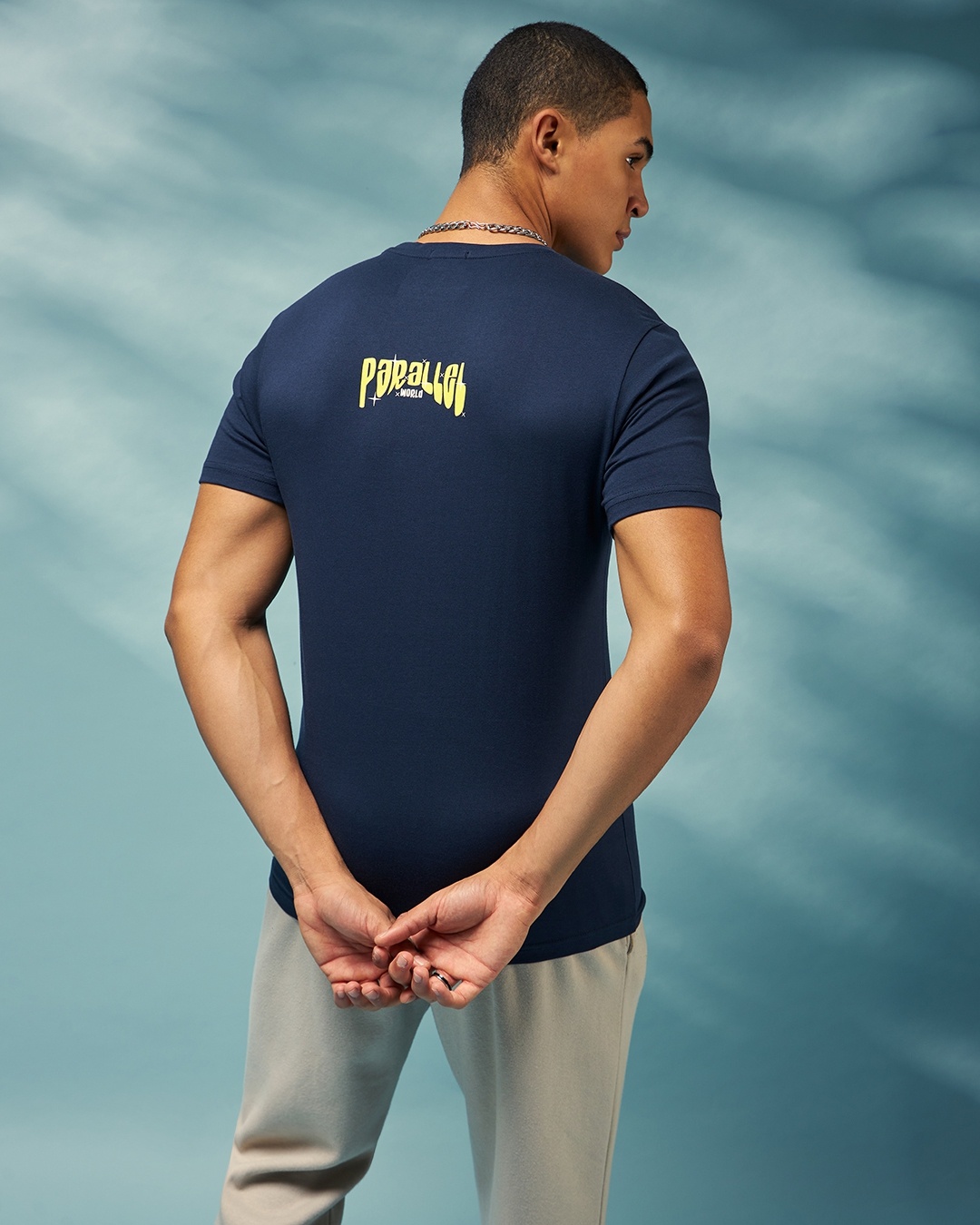 Buy Men's Blue Parallel World Graphic Printed T-shirt Online at Bewakoof