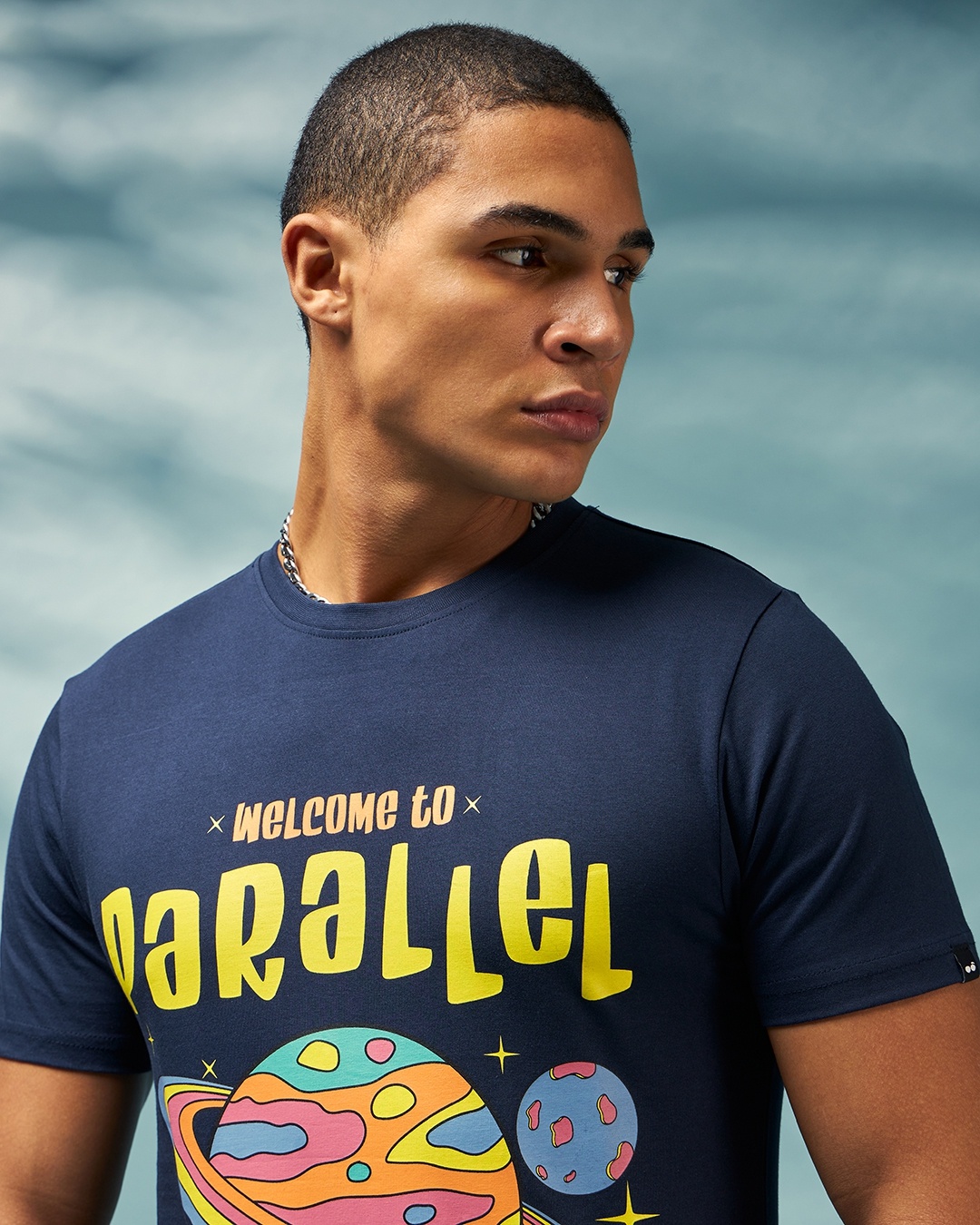 Buy Men's Blue Parallel World Graphic Printed T-shirt Online at Bewakoof