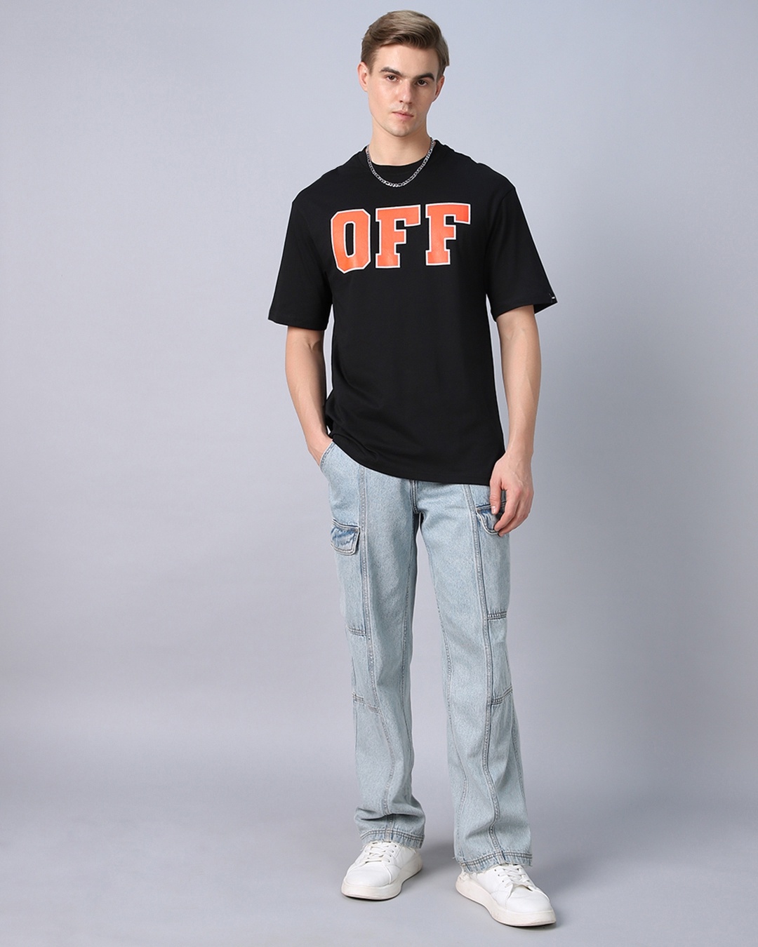 Buy Men's Black Off Typography Oversized T-shirt Online at Bewakoof