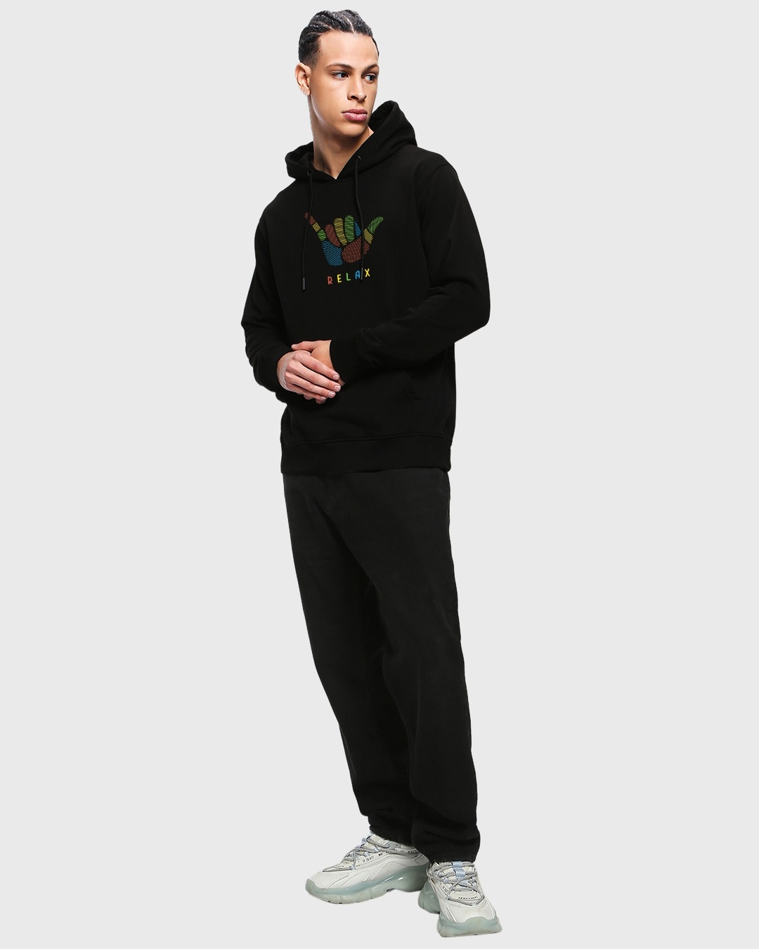 Buy Men's Black Relax Graphic Printed Hoodies Online at Bewakoof