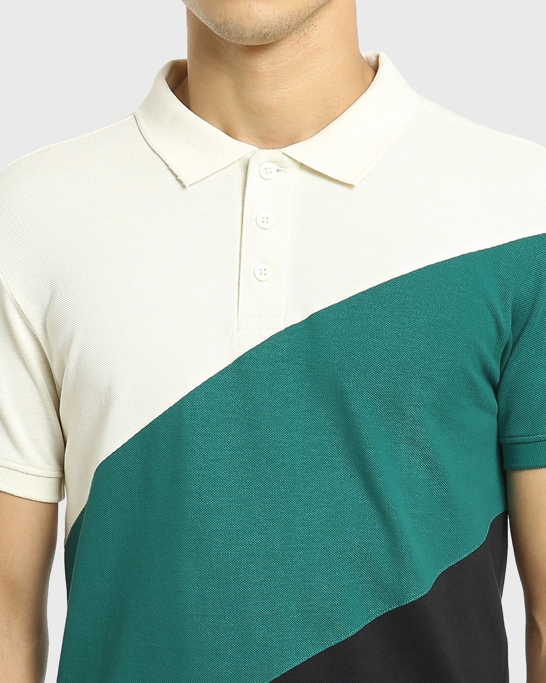Buy Men's Antique White Color Block Polo T-shirt Online at Bewakoof