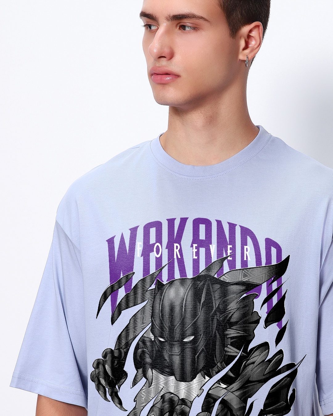 Buy Men's Baby Lavender King of Wakanda Graphic Printed Oversized T-shirt Online at Bewakoof