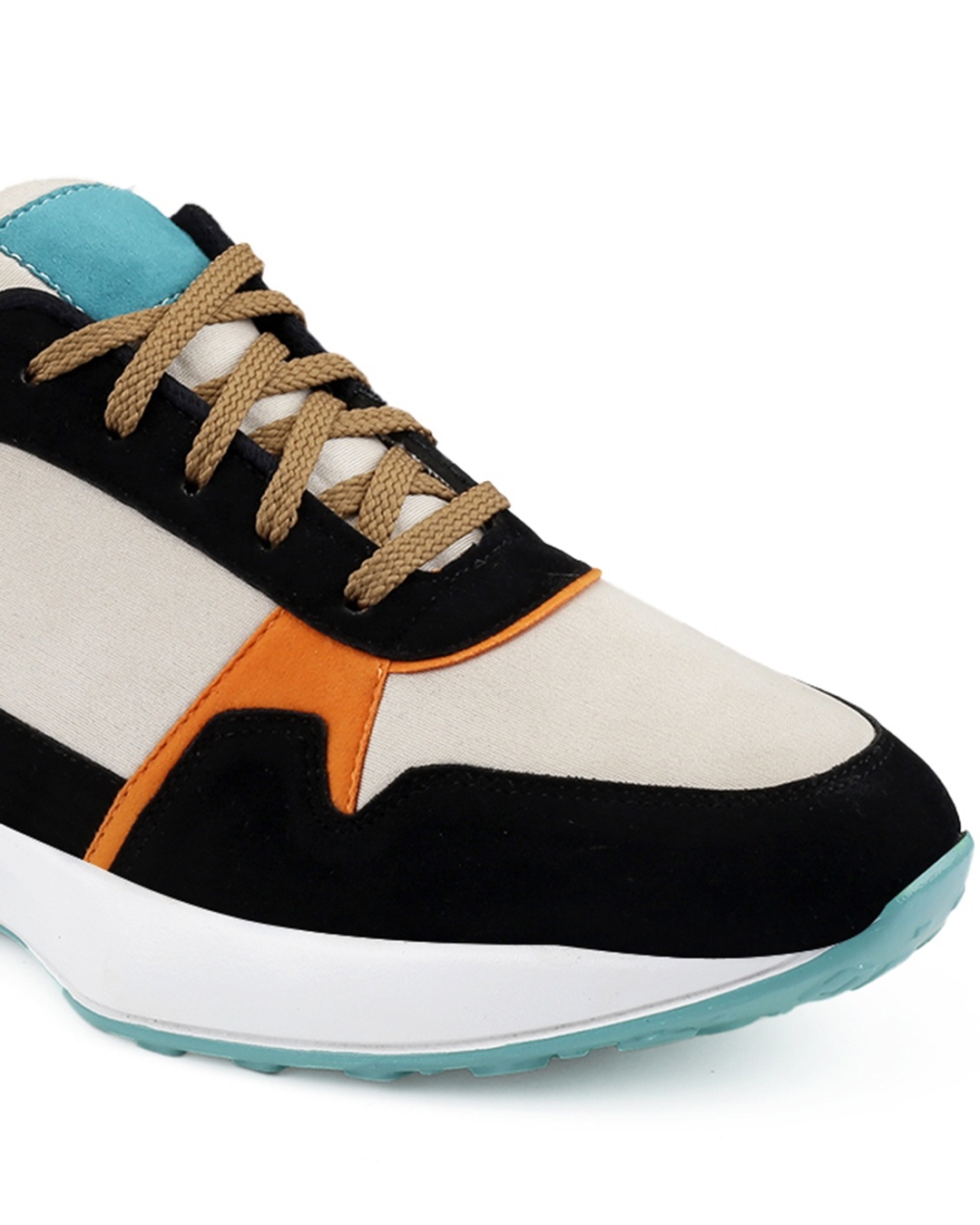 Buy Men's Beige & Black Color Block Sneakers Online in India at Bewakoof