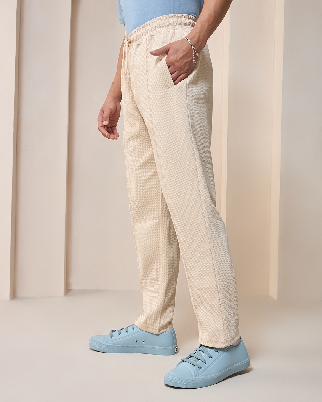 Buy Men's Beige Track Pants Online at Bewakoof