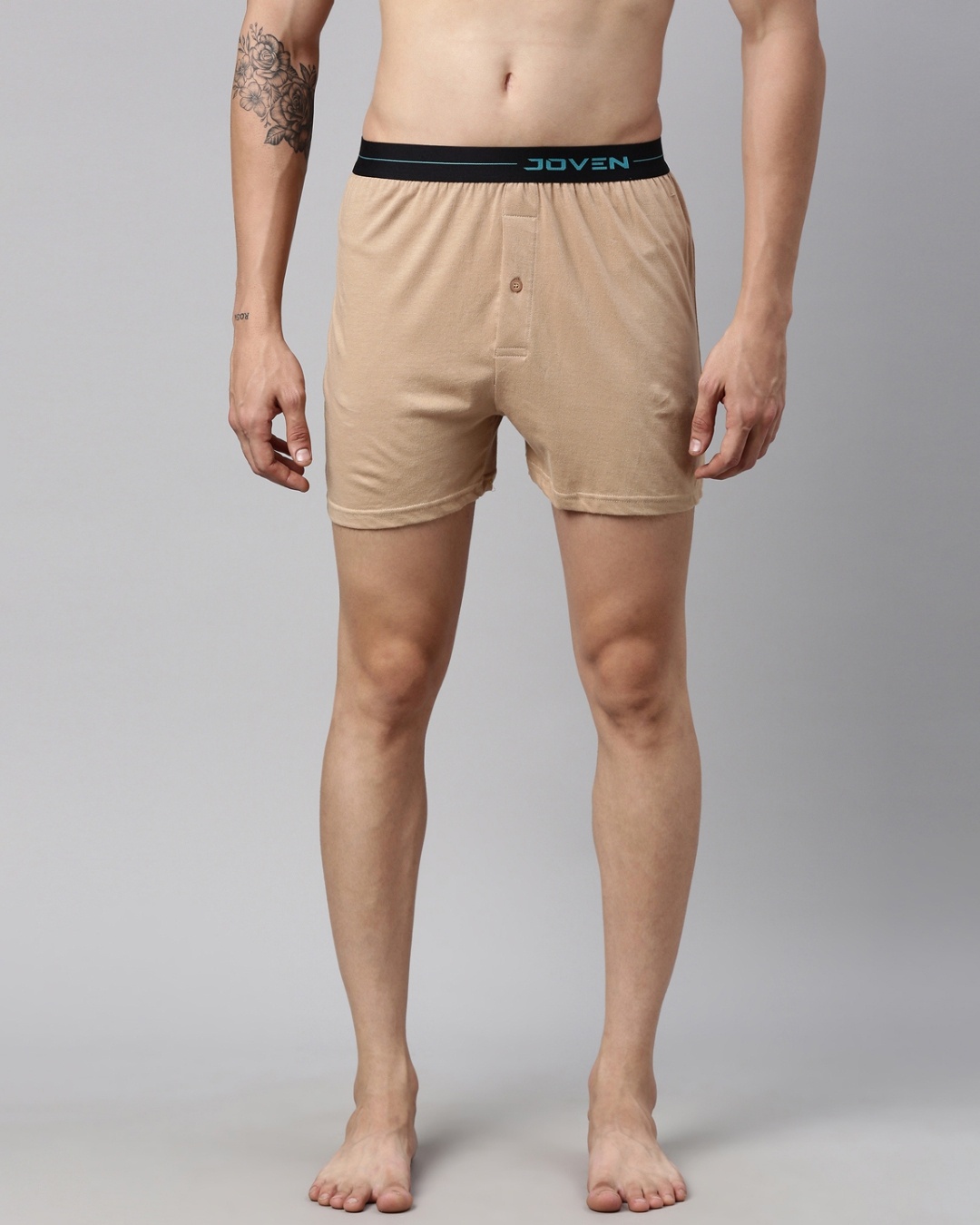Buy Men's Beige & Grey Cotton Boxers (Pack of 3) Online in India at ...