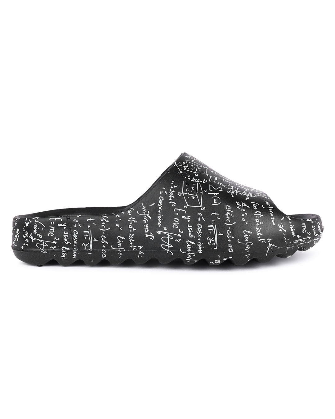 Buy Men's Black All Formula Printed Sliders Online in India at Bewakoof
