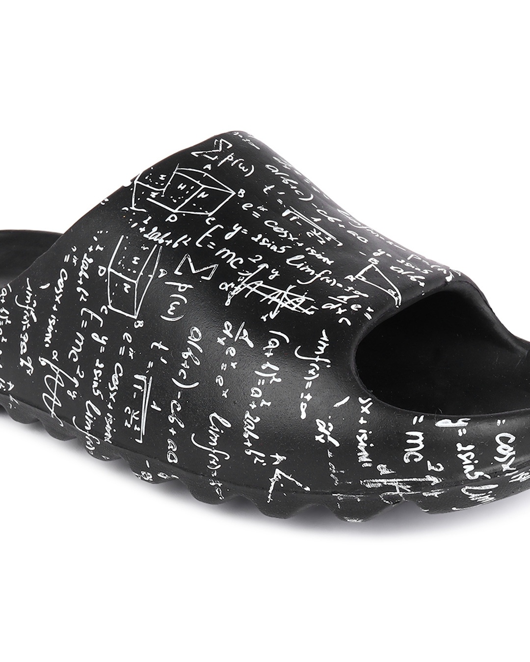 Buy Men's Black All Formula Printed Sliders Online in India at Bewakoof