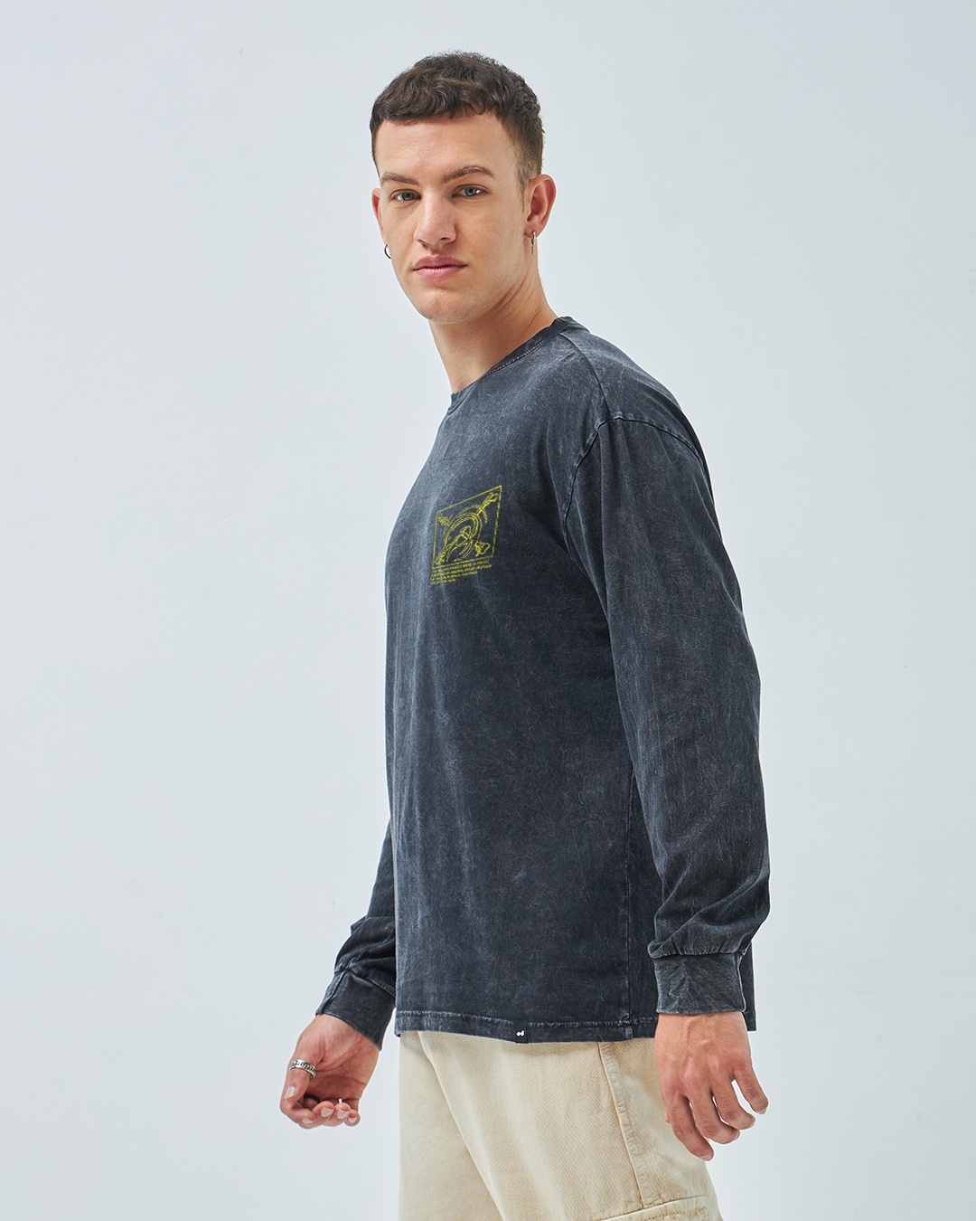 Buy Men's Black Arlong Graphic Printed Oversized Acid Wash T-shirt ...