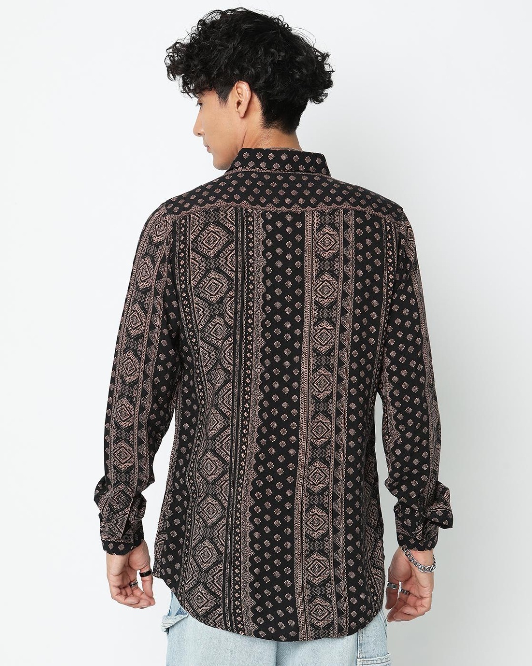 Buy Men's Black Balanced Aztec Ethnic Motif Printed Shirt Online at ...