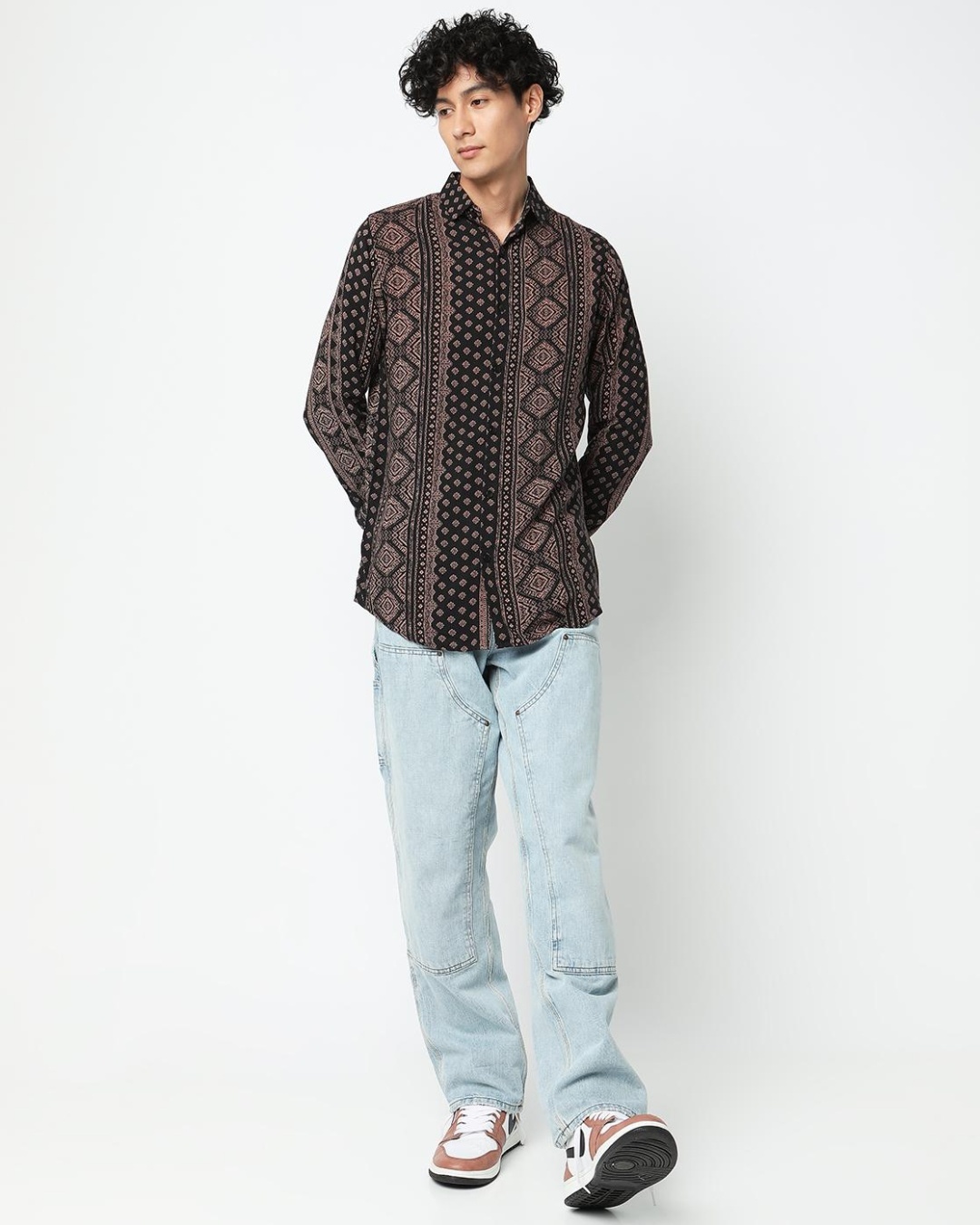 Buy Men's Black Balanced Aztec Ethnic Motif Printed Shirt Online at ...