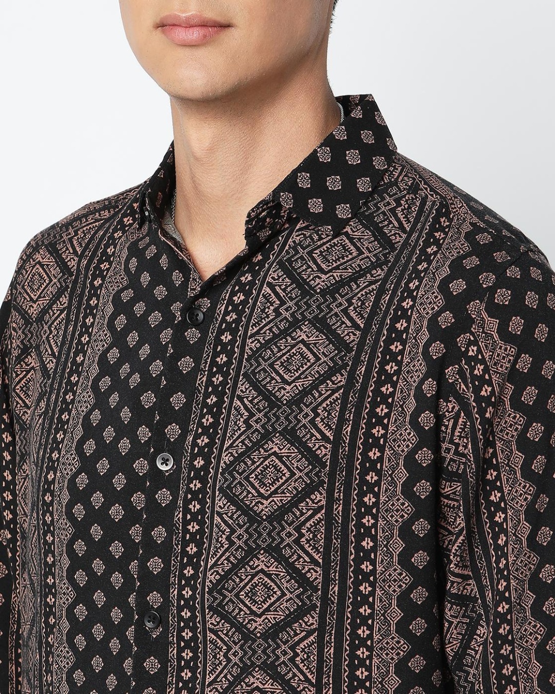 Buy Men's Black Balanced Aztec Ethnic Motif Printed Shirt Online at ...