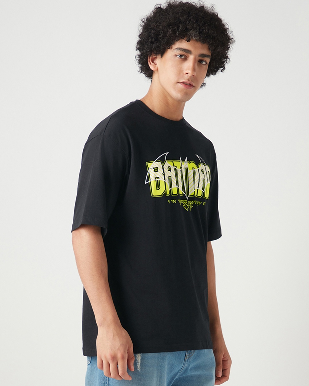 Buy Men's Black Batman Typography Oversized T-shirt Online at Bewakoof