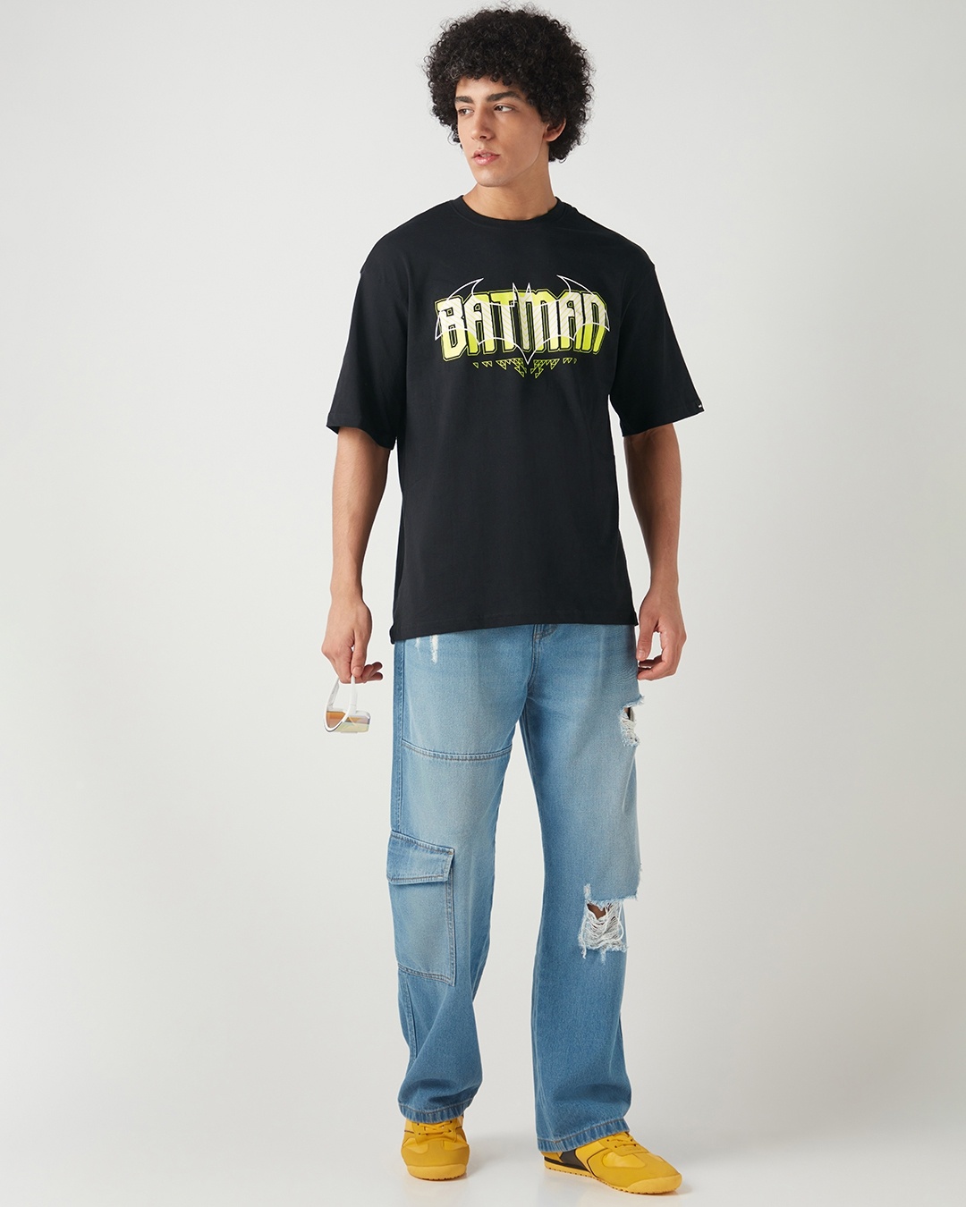 Buy Men's Black Batman Typography Oversized T-shirt Online at Bewakoof
