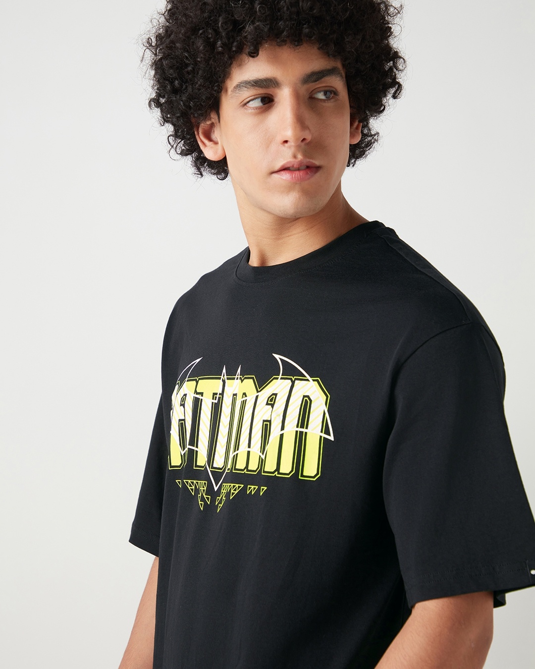 Buy Men's Black Batman Typography Oversized T-shirt Online at Bewakoof