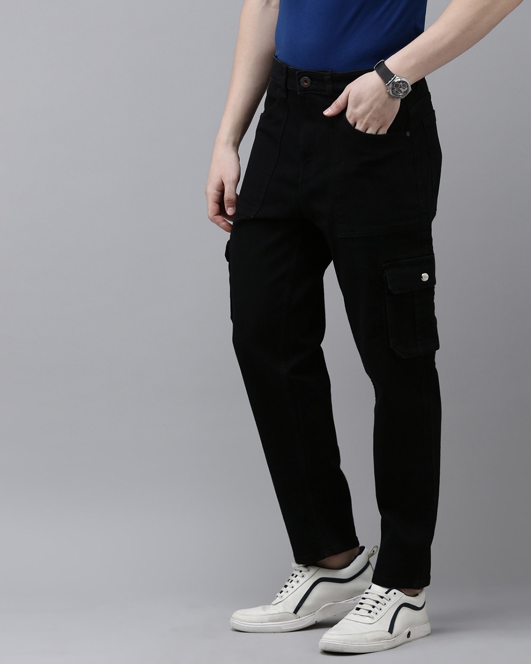 Buy Men's Black Cargo Jeans Online at Bewakoof