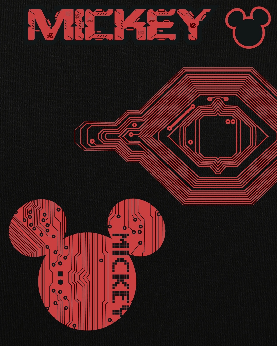 Buy Men's Black Cyber Mickey Graphic Printed Oversized T-shirt Online ...