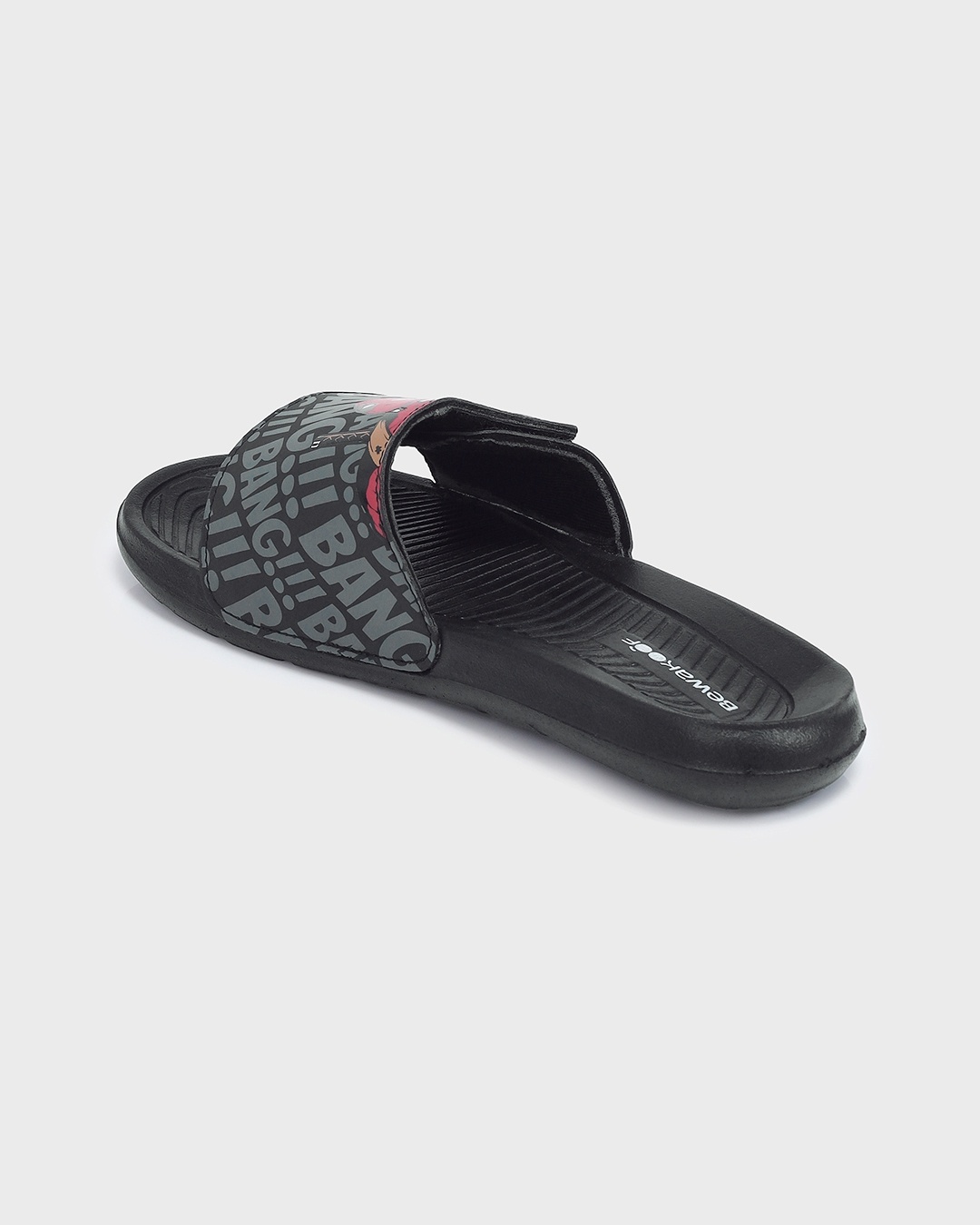 Buy Men's Black Deadpool Printed Velcro Sliders Online in India at Bewakoof