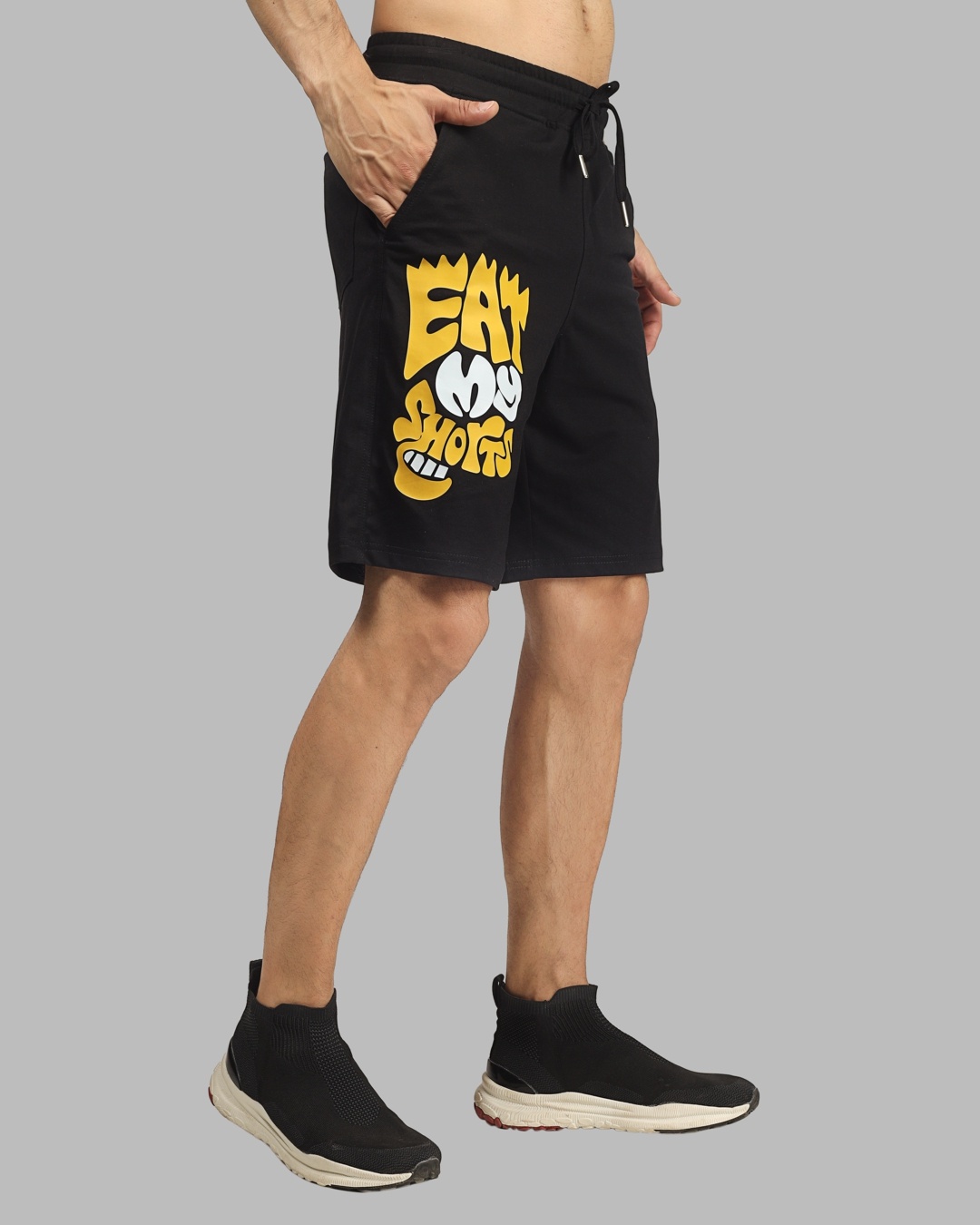 Buy Men's Black Eat My Shorts Graphic Printed Relaxed Fit Shorts Online ...