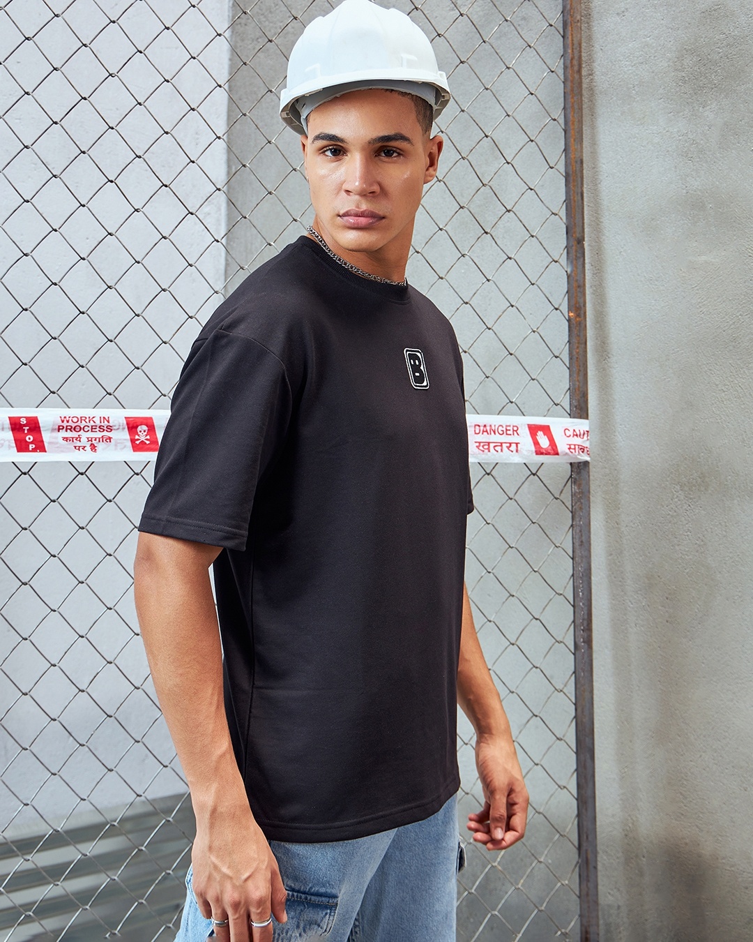 Buy Men's Black Embroidered Oversized Plus Size T-shirt Online at Bewakoof